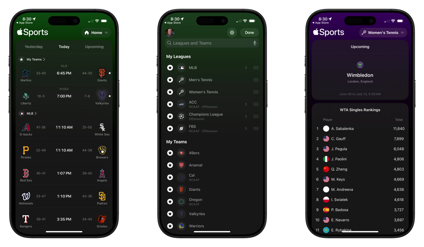 Apple Sports updates home screen, adds tennis – Six Colors